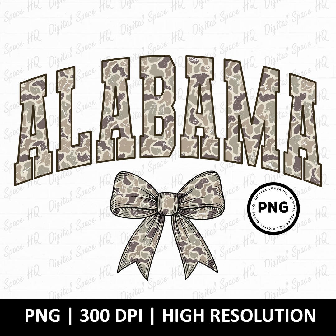 Alabama Camo Bow PNG, Retro Alabama Distressed PNG, Alabama Country PNG ...