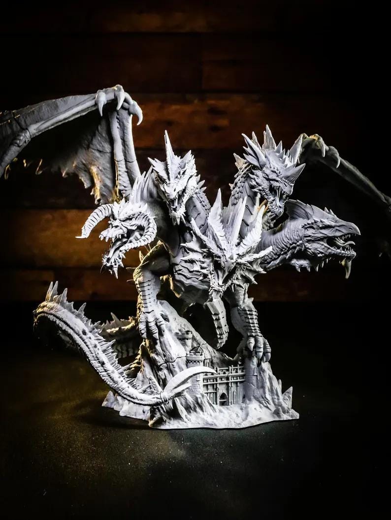 Tiamat Dungeons & Dragons Five-headed Dragon Fan Art – Legendary ...
