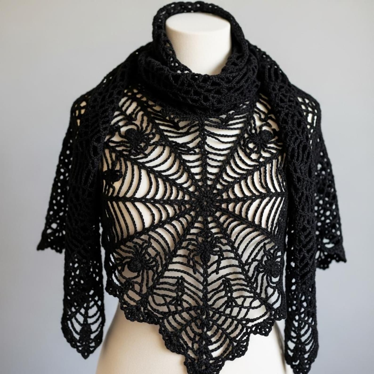 Crochet Spiderweb Shawl Pattern: Gothic Halloween Shawl (PDF Download ...