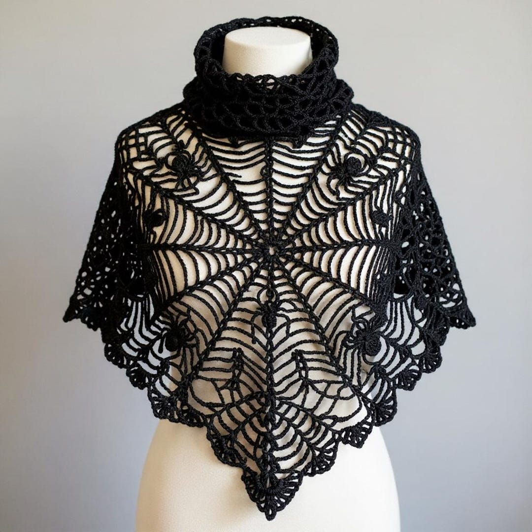 Crochet Spiderweb Shawl Pattern: Gothic Halloween Shawl (PDF Download ...