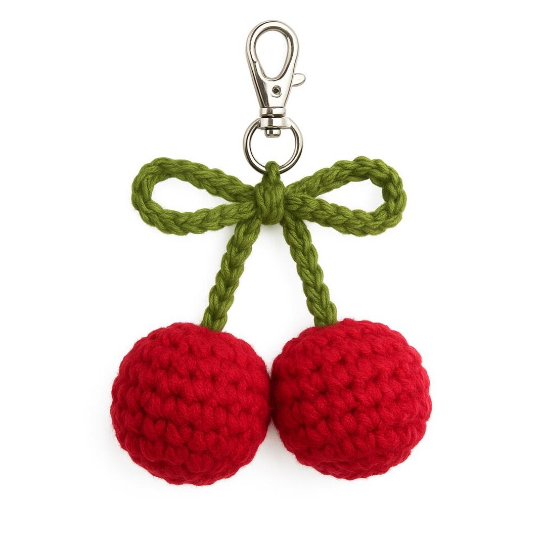 Sweet Cherries Keychain Crochet Pattern PDF | Amigurumi Fruit Keyring ...