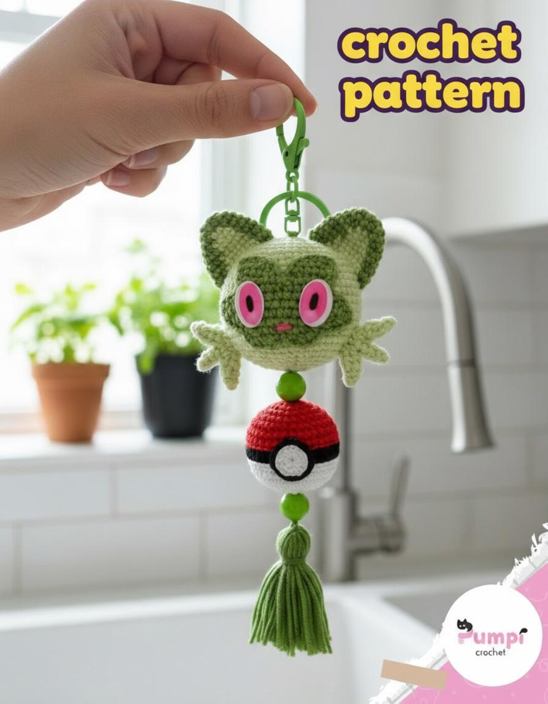 Sprigatito Amigurumi Crochet Pattern PDF | Pokemon Inspired Keychain ...