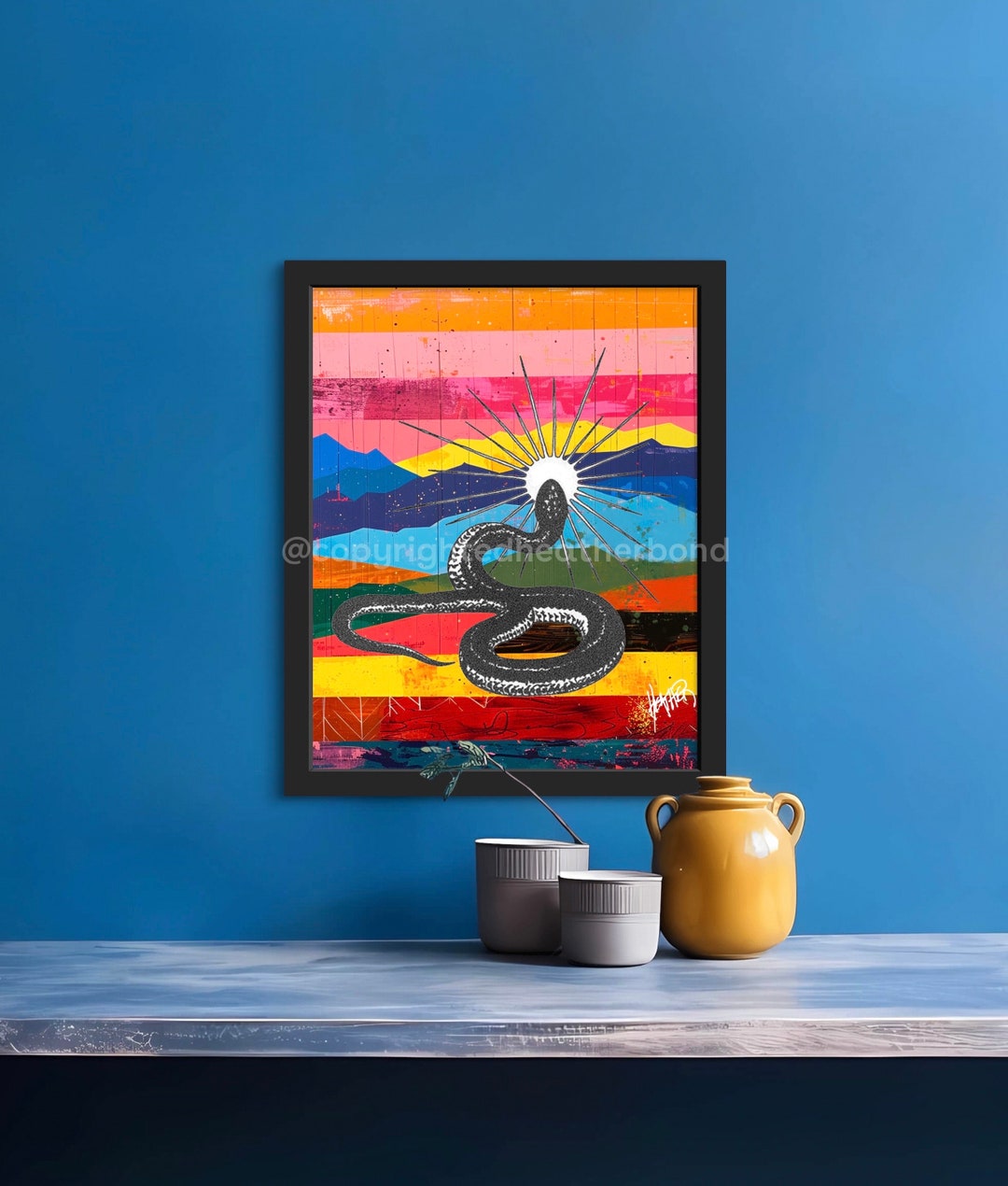 Desert Snake Wisdom Print on Canvas With Black Floating Frame by ...