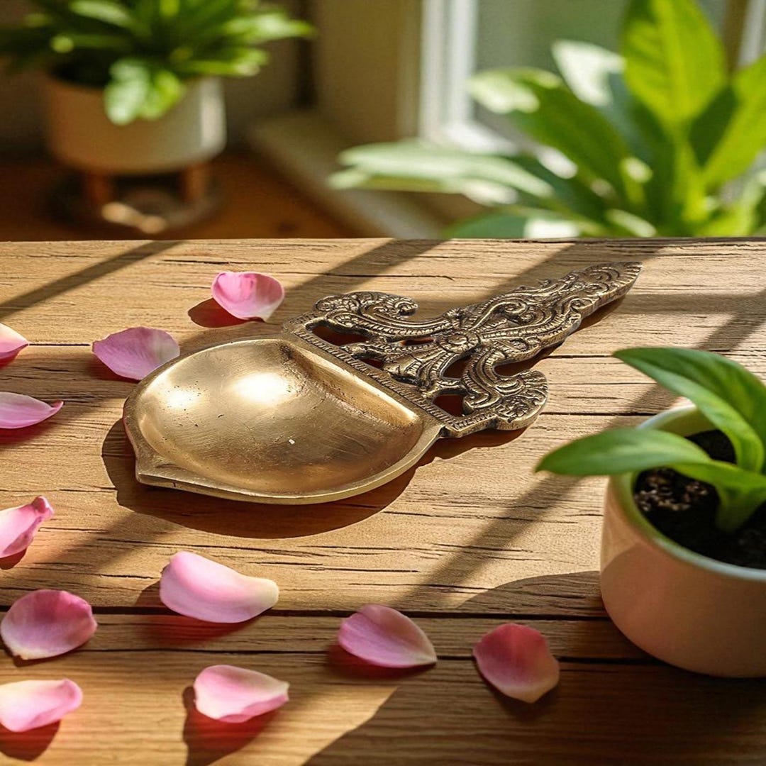 Brass Oil Lamp | Traditional Indian Diya | Handcrafted Hindu Puja ...