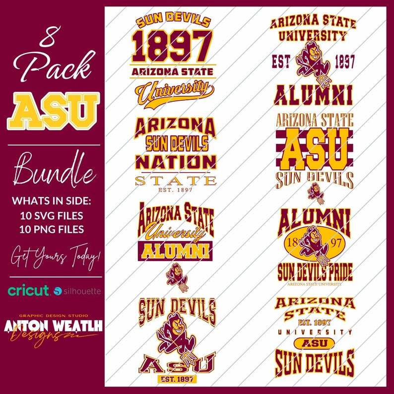 Arizona State University Svg Sun Devils SVG, University Svg Bundles ASU ...
