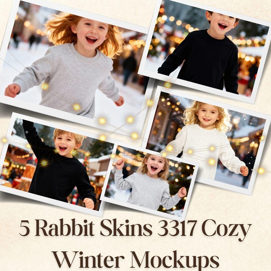 Rabbit Skins 3317 Cozy Winter Mockup Bundle • 5 Kids Crewneck Outdoor ...