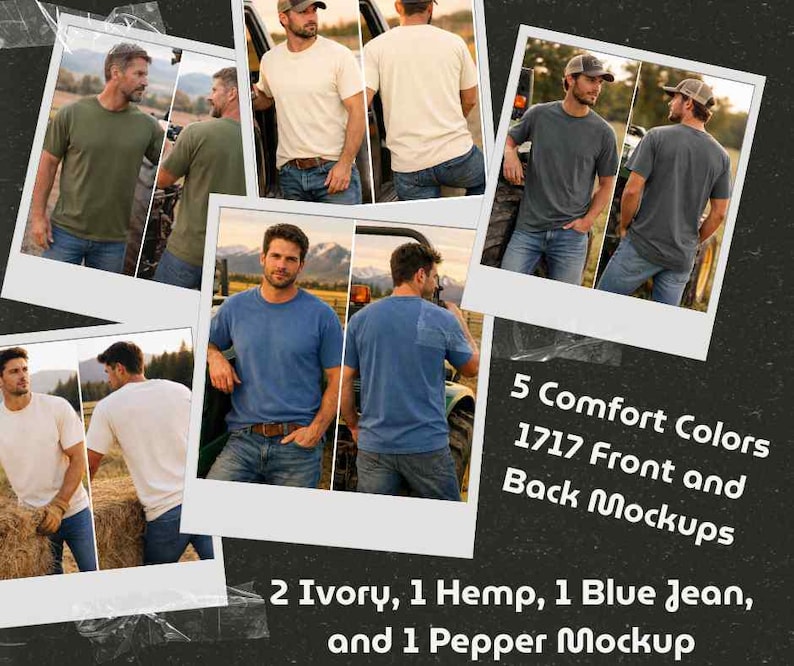 Male Model Mockup Bundle #1, Front and Back Comfort Colors 1717 Mockups ...