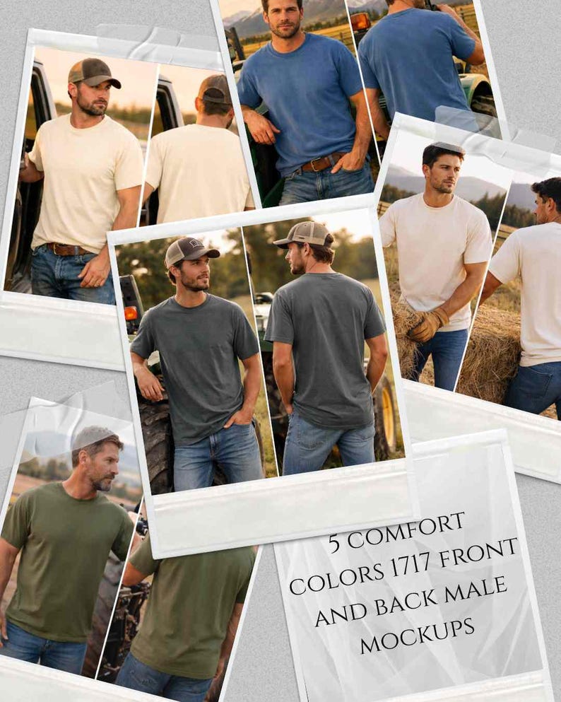 Male Model Mockup Bundle #1, Front and Back Comfort Colors 1717 Mockups ...