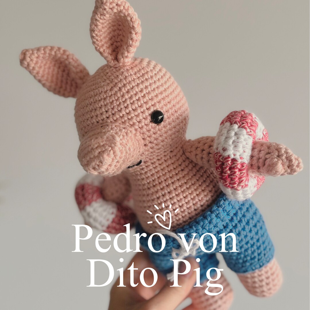 Handmade Stuffed Animal Pig Toy Gift for Kids Plushie Crochet Animal ...