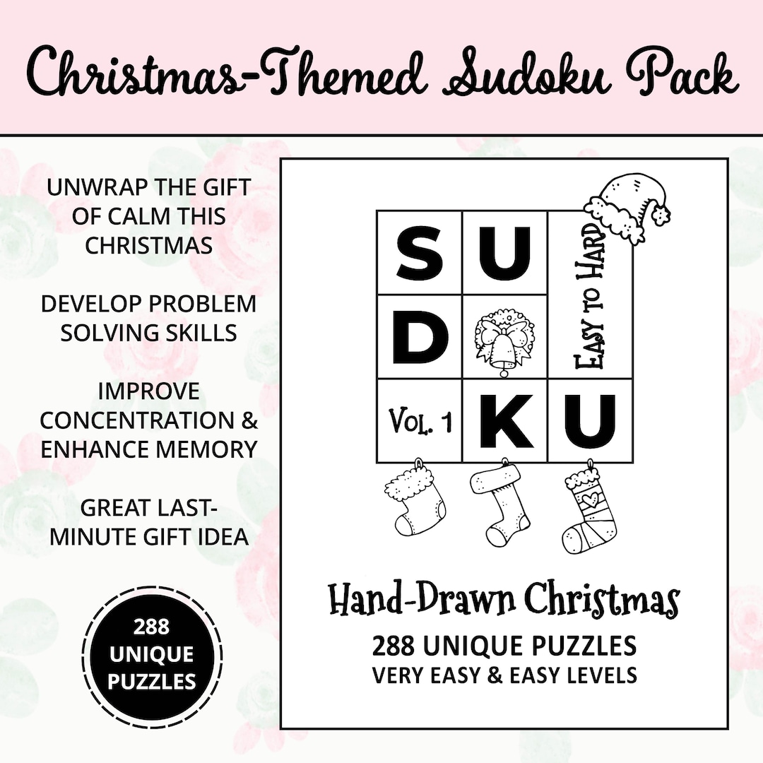 Christmas Sudoku Printable Pack | 288 Puzzles | Very Easy & Easy | Hand ...