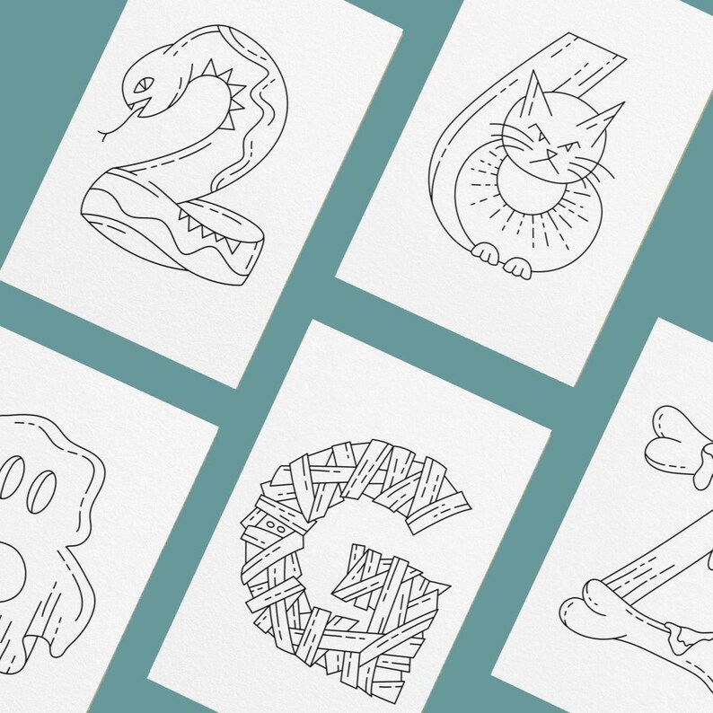 Halloween Alphabet & Number Coloring Pages | 36 Printable Spooky ...