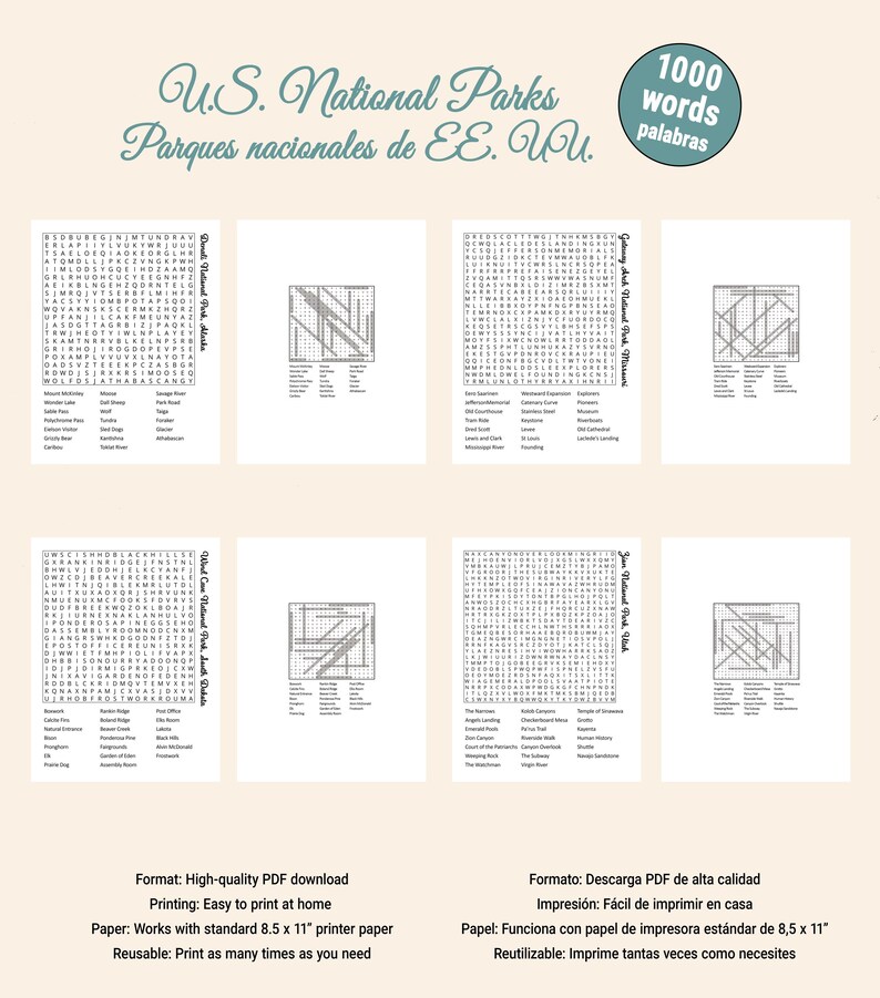 National Parks Word Search Puzzles: 50 Large Print Games (digital ...