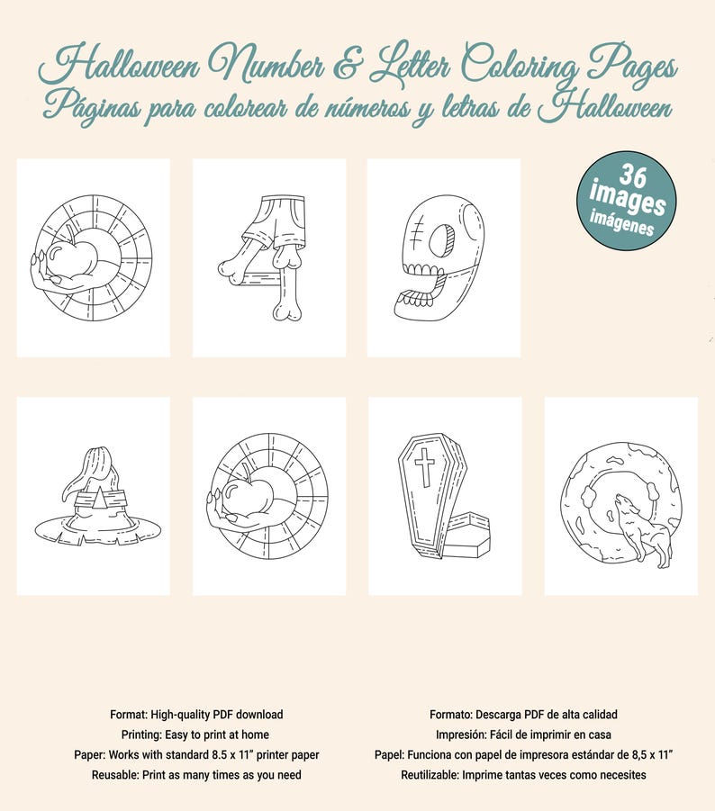 Halloween Alphabet & Number Coloring Pages | 36 Printable Spooky ...
