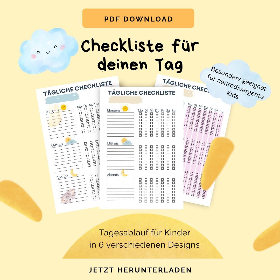 Daily Checklist for Children – Structure & Routine Made Easy (PDF, A4 ...
