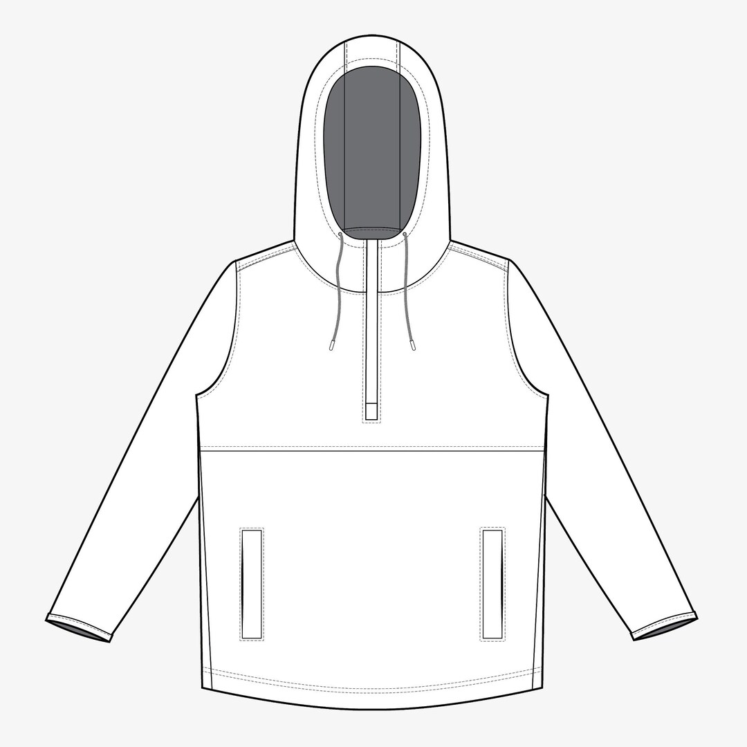Illustrator + PDF _ Half Zip Performance Jacket TECH PACK - Etsy