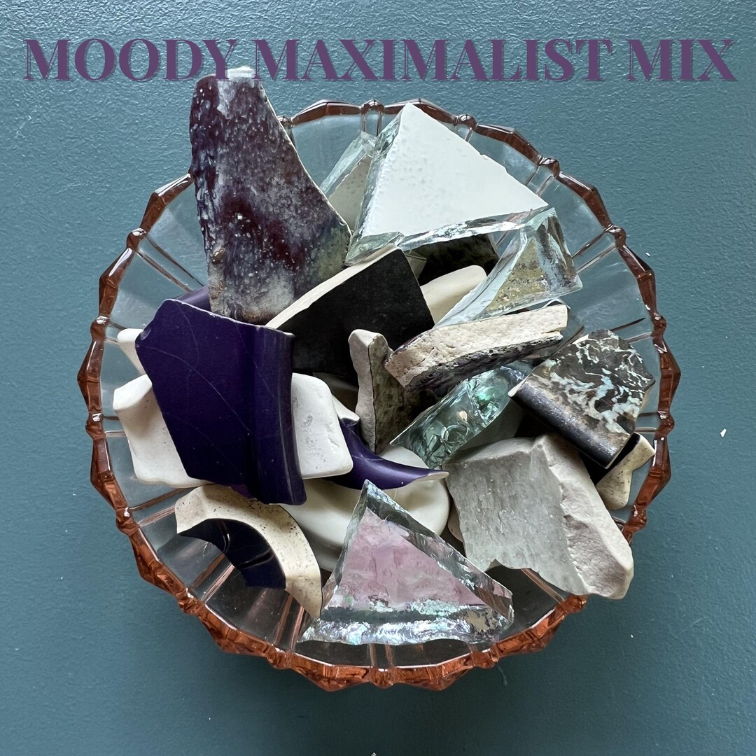 Opal Smoke Tumbled Glass & Ceramic Shards: Moody Mosaic Tile Supply - Etsy