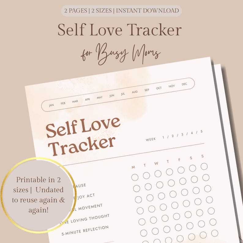 Self Love Tracker Printable | Simple Daily Self Care for Moms | Gentle ...