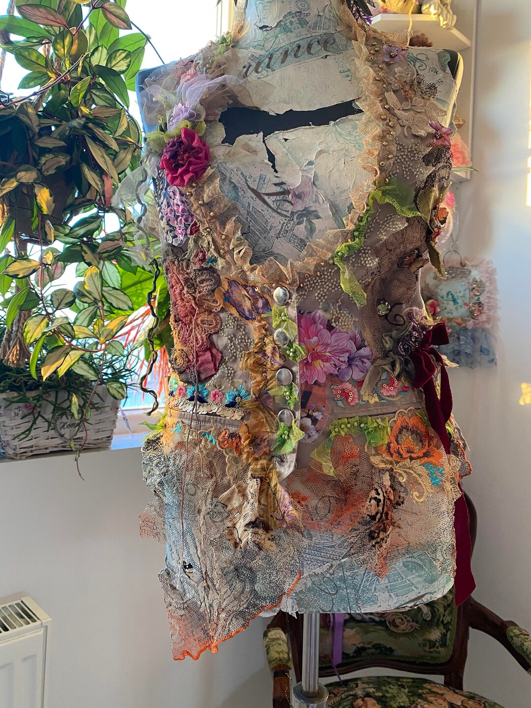 Bohemian Vest Embellished Restyled Vest Altered Couture Art to - Etsy