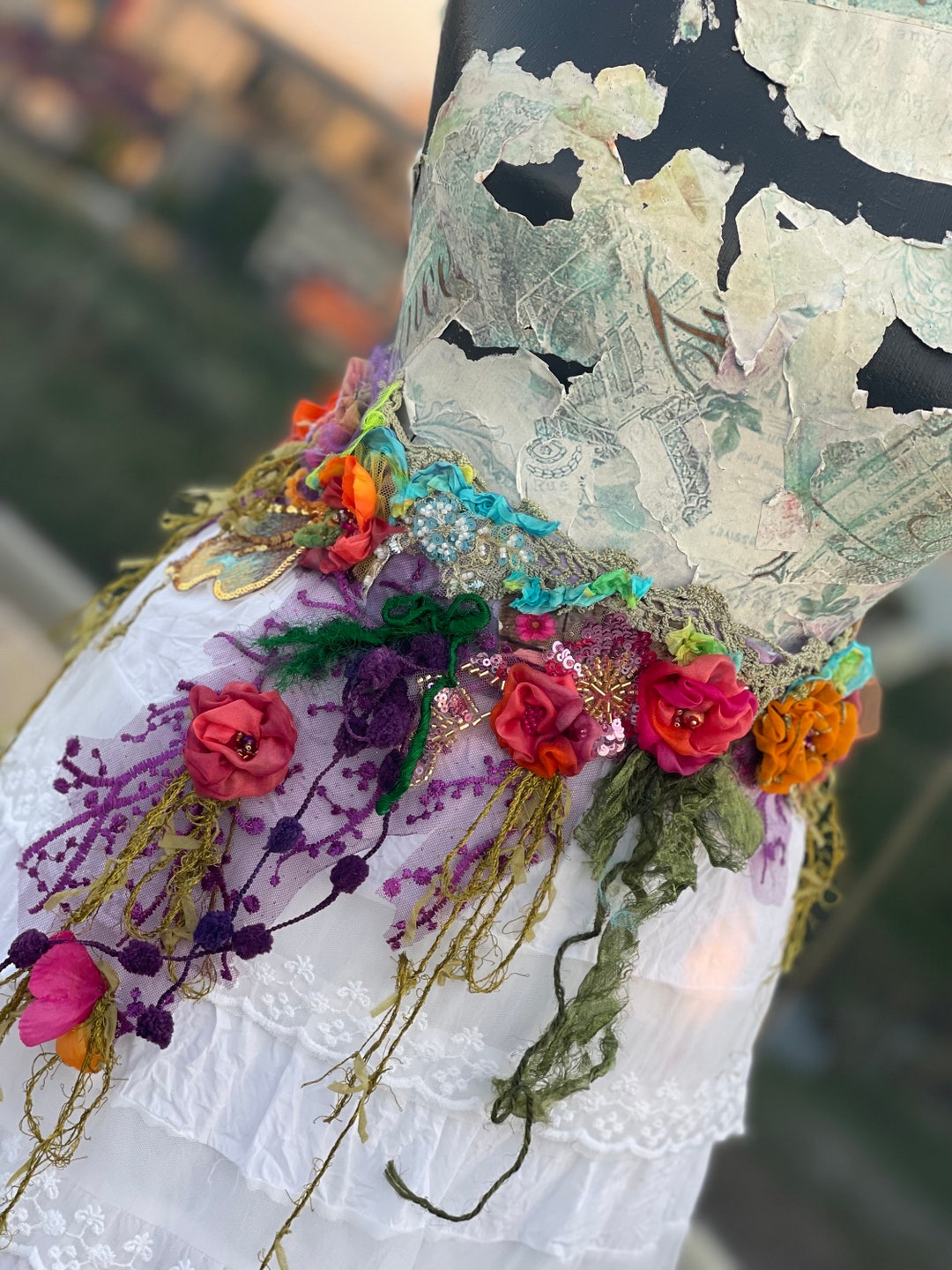 RESERVED Boho Chic Belt Art to Wear Bohemian Floral Belt Fairy Belt ...