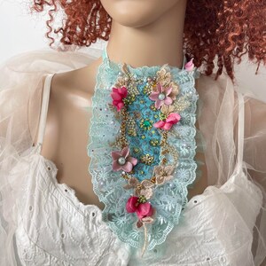 Bohemian Bib Necklace Jabot Ruffle Jabot Statement Bib Necklace Beaded ...