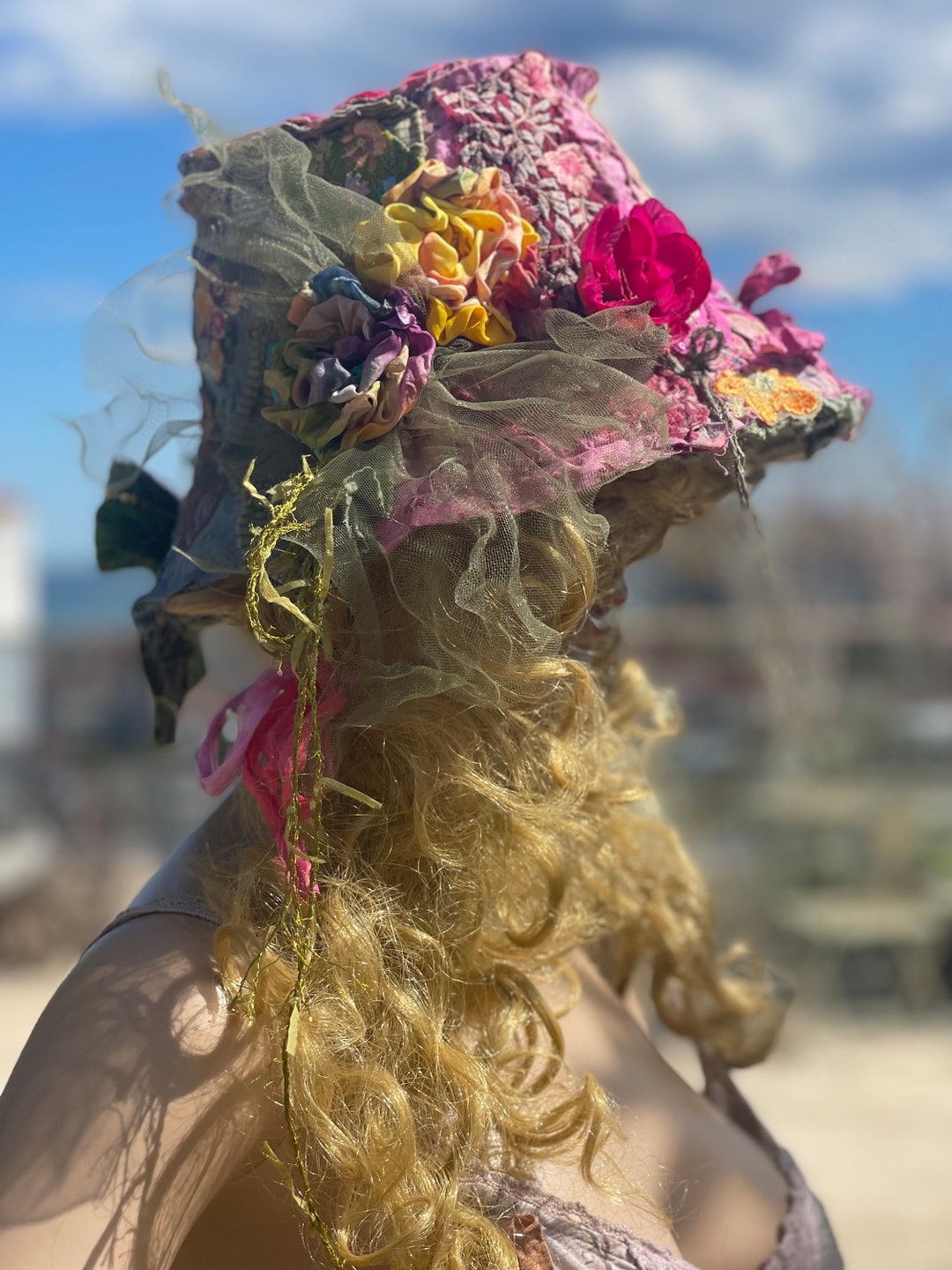 Bohemian Hat Embellished Hat Boho Chic Style Gypsy Style Mori Girl Hat ...