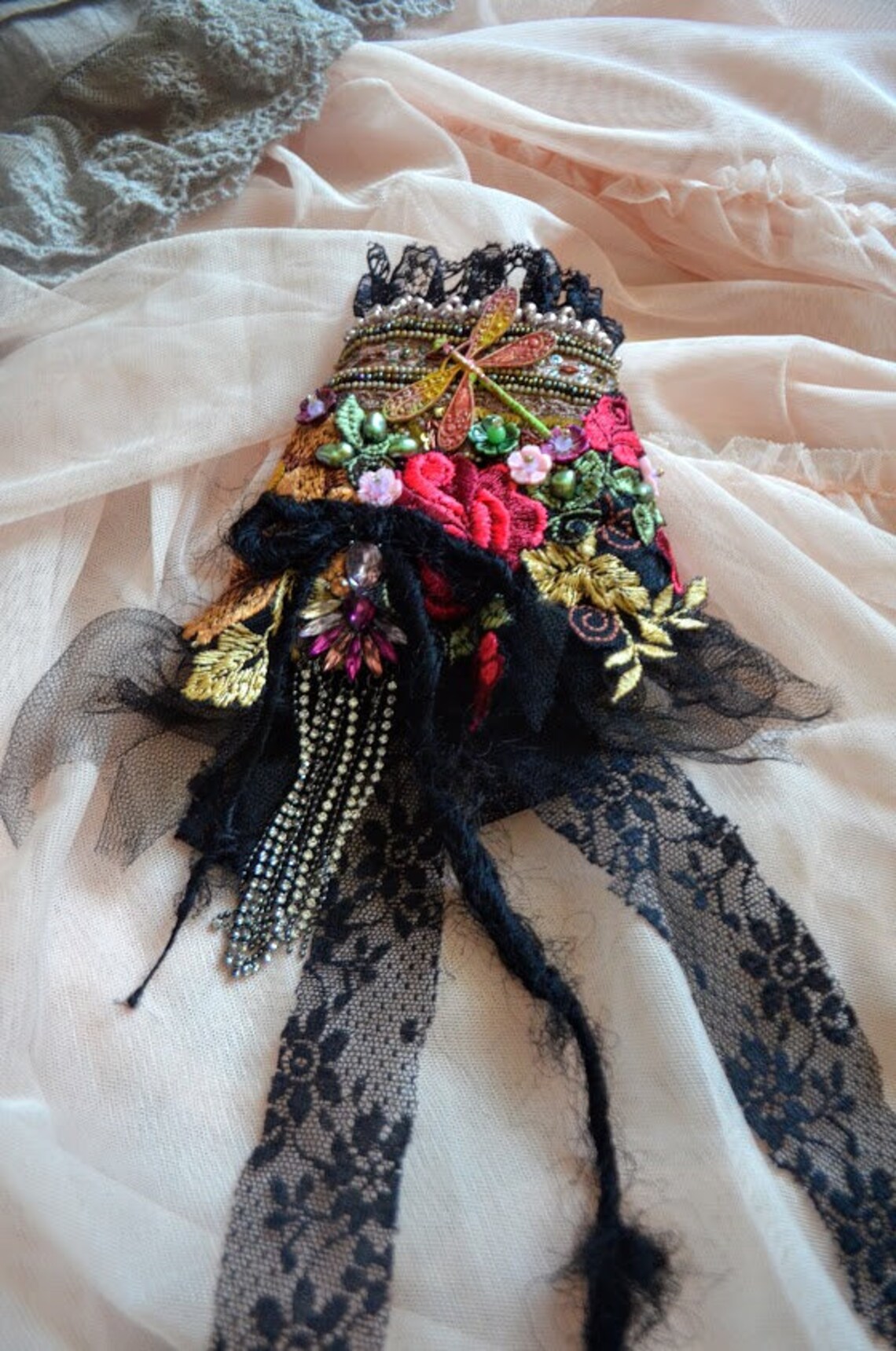 Hand beaded wrist cuff bracelet bohemian cuff bracelet gypsy | Etsy