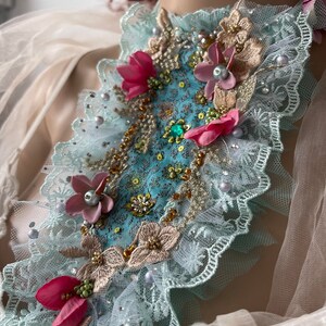 Bohemian Bib Necklace Jabot Ruffle Jabot Statement Bib Necklace Beaded ...