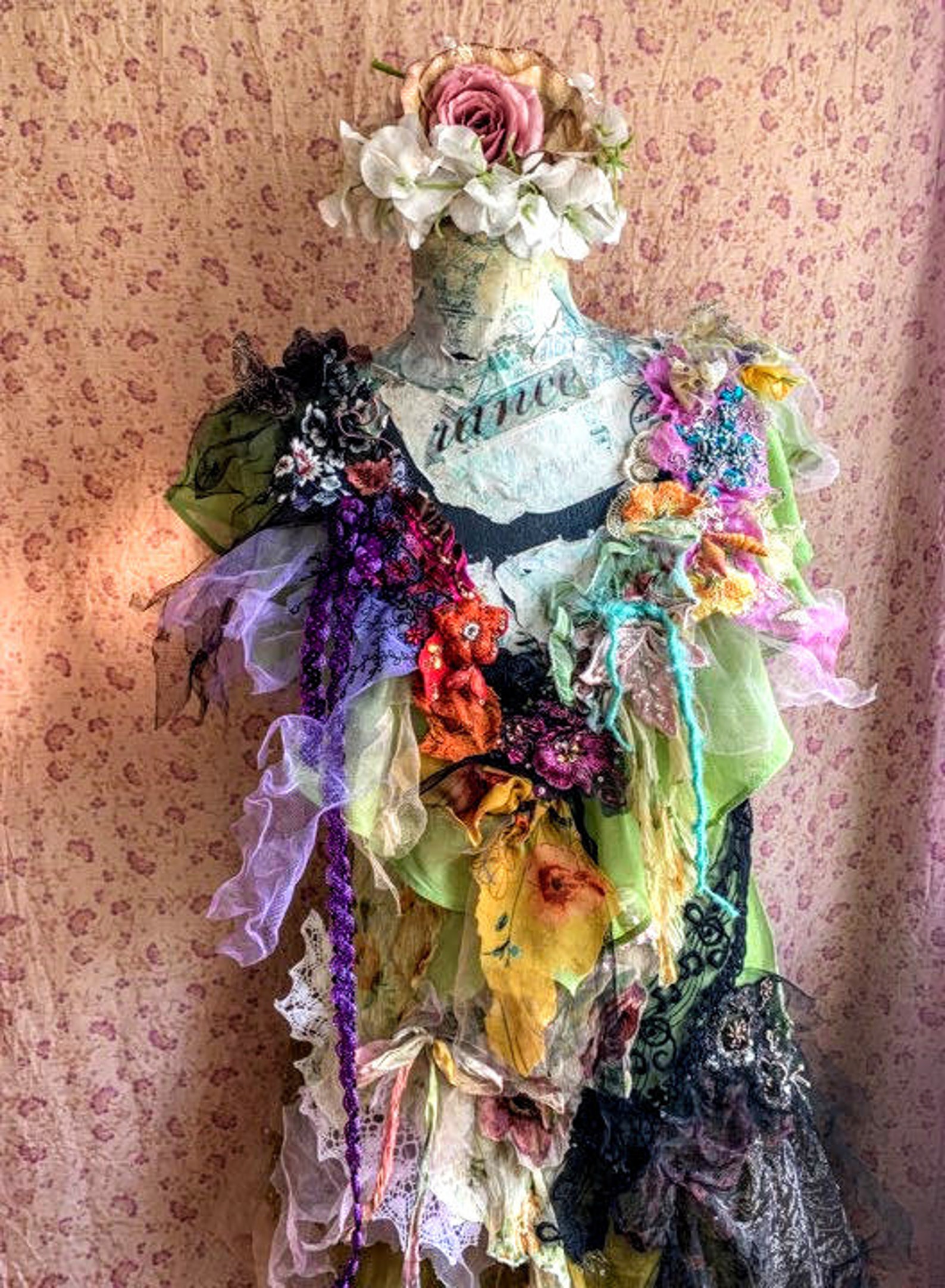 Altered Couture Top Blouse Collage Textile Top Fairy Gypsy | Etsy