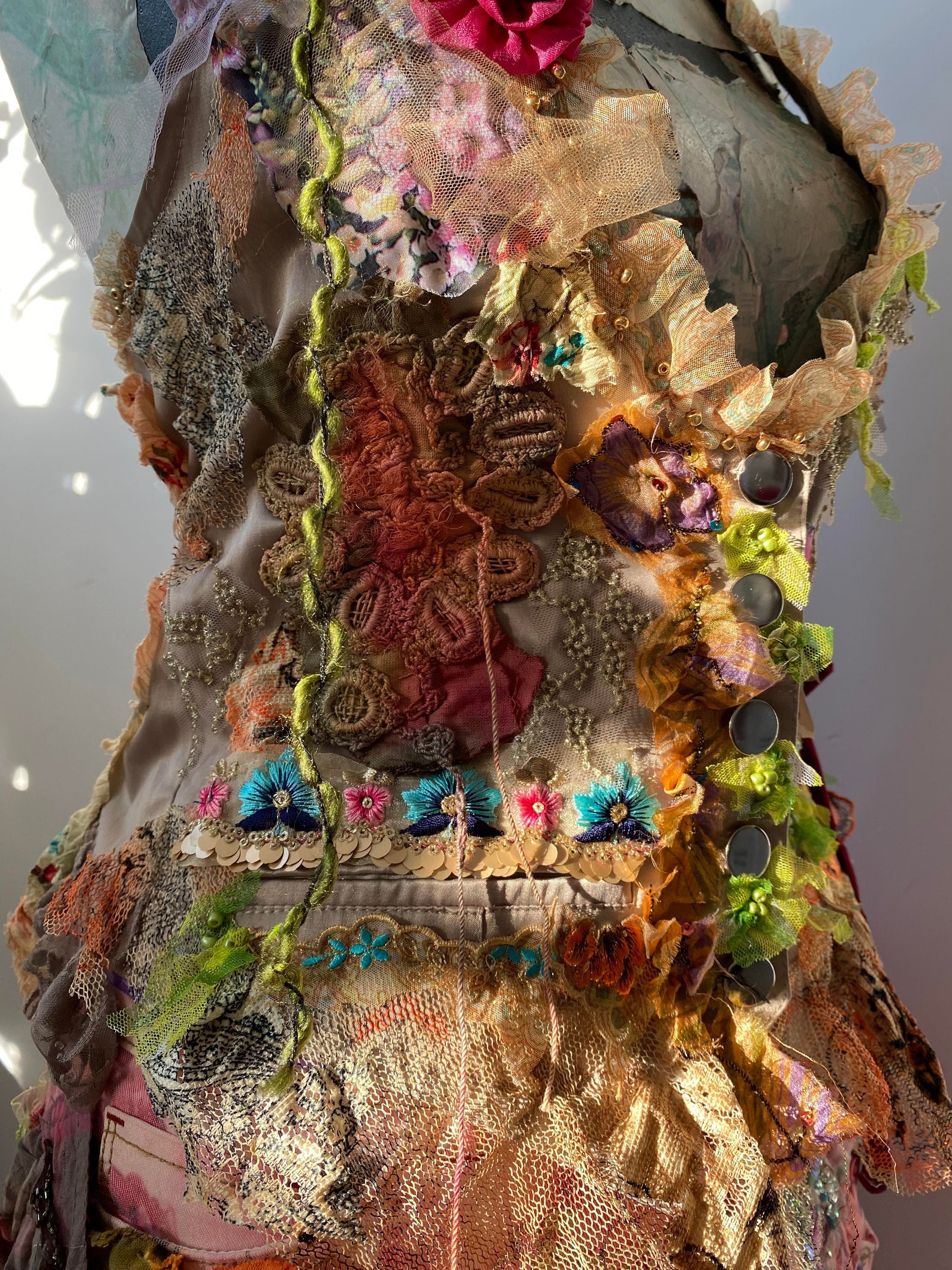 Bohemian Vest Embellished Restyled Vest Altered Couture Art to - Etsy