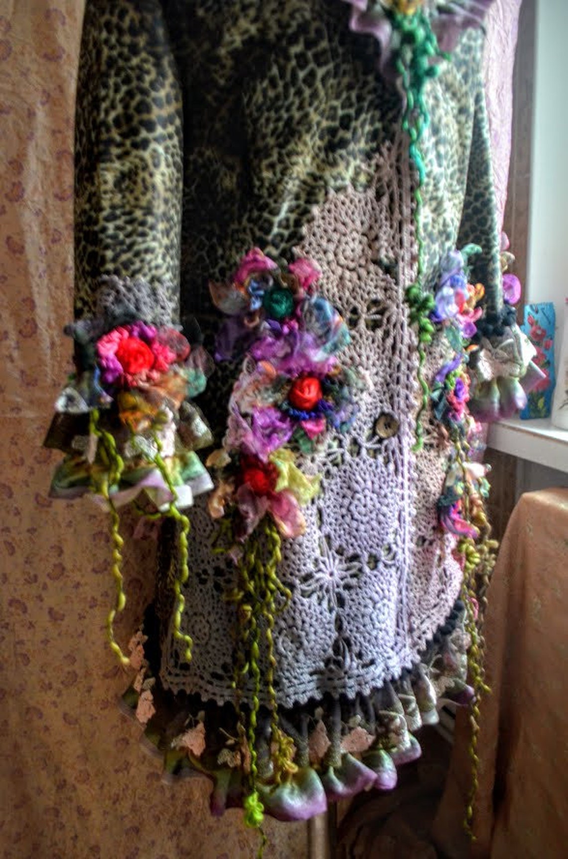 Altered Couture Coat Spring Hand Made Embellished Leopard Coat Wearable ...