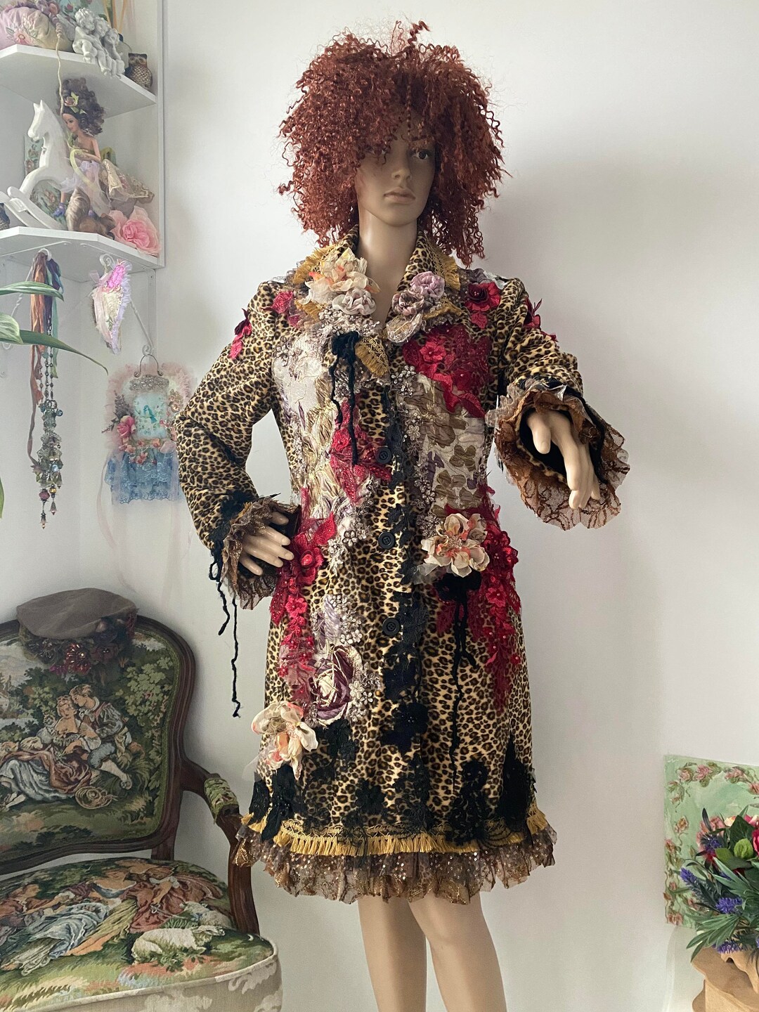 Art to Wear Bohemian Woman Coat Redesigned Coat Embellished Art to Wear ...