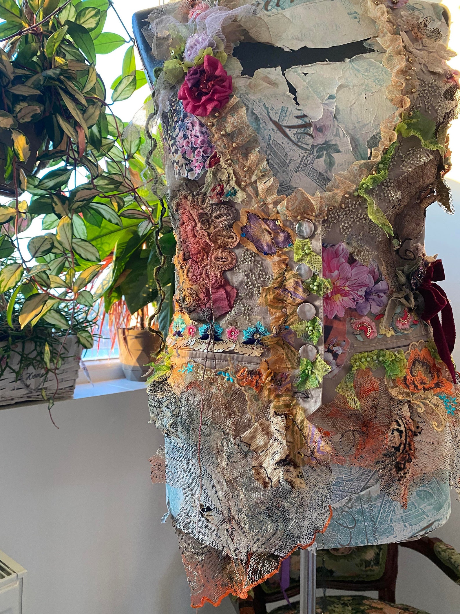 Bohemian Vest Embellished Restyled Vest Altered Couture Art to - Etsy