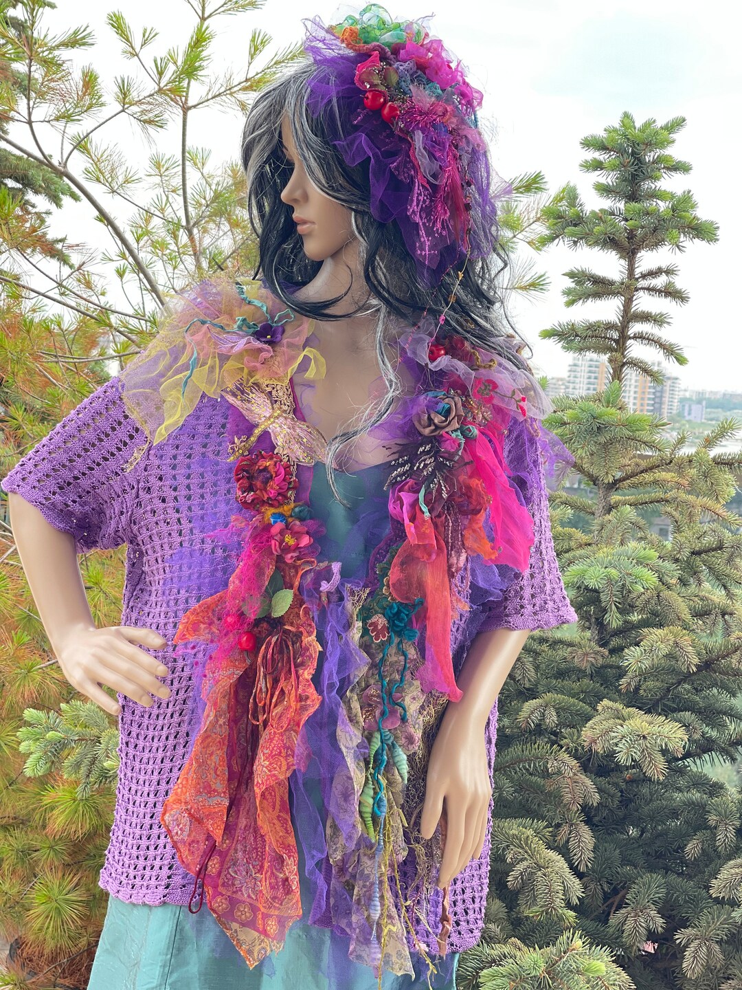 Bohemian Jacket in Xxl Size Boho Chic Jacket Art to Wear Jacket Fairy ...