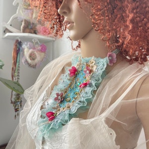 Bohemian Bib Necklace Jabot Ruffle Jabot Statement Bib Necklace Beaded ...