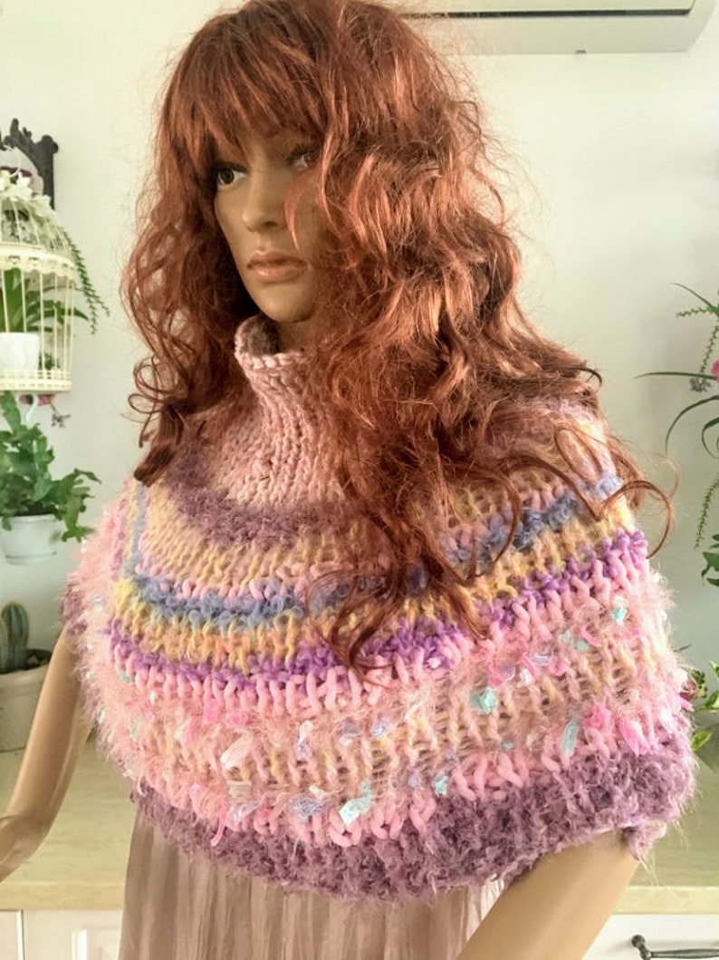 Knitted Scarf Shawl Bohemian Scarf Knitted Shrug Capelet Art - Etsy