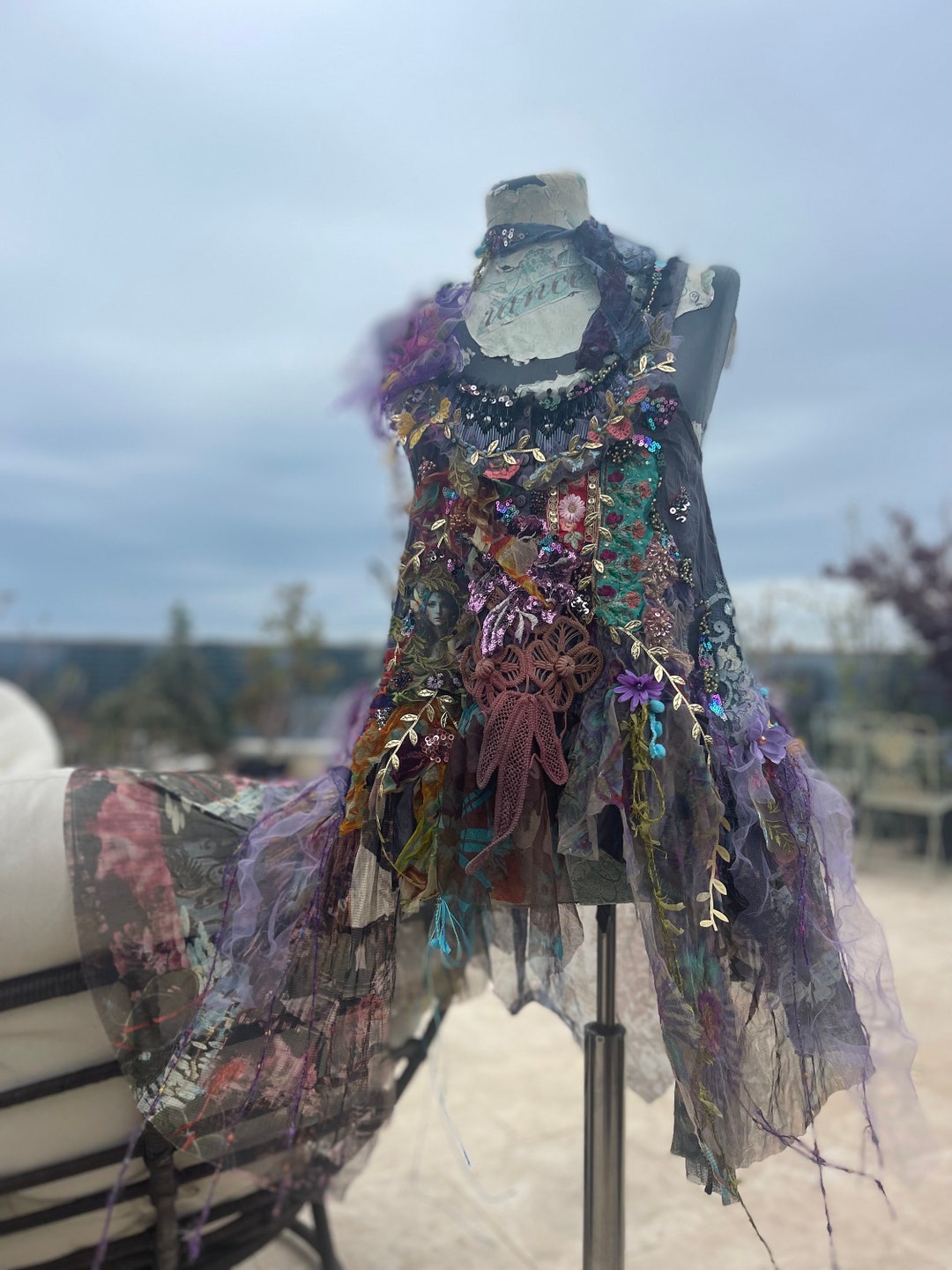 Bohemian Tunic for Woman in Size XS/S Top for Woman or Short Dress Art ...