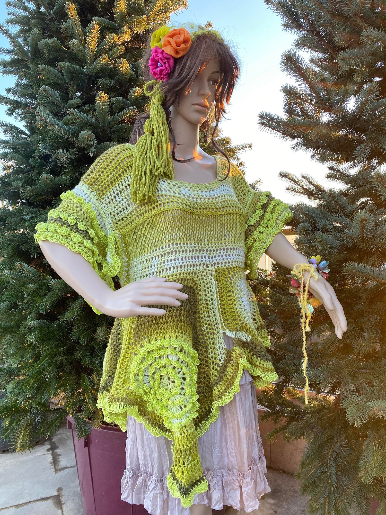 Knitted Crocheted Tunic Art to Wear Wearable Art Fairy Gypsy - Etsy