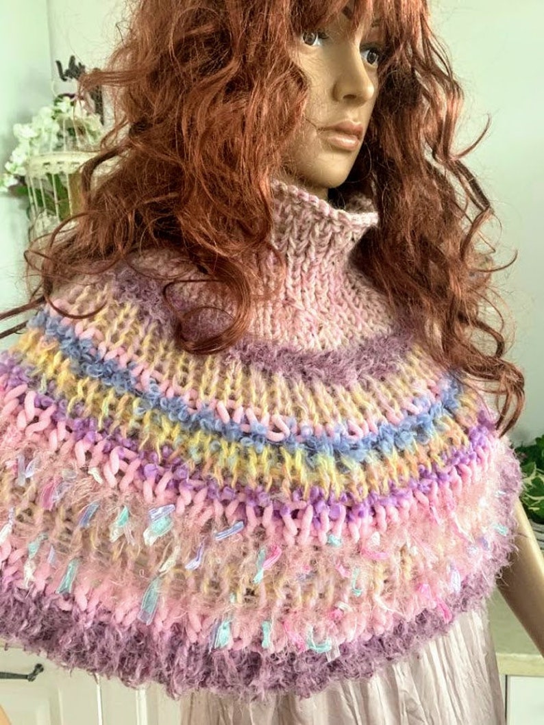 Knitted Scarf Shawl Bohemian Scarf Knitted Shrug Capelet Art - Etsy