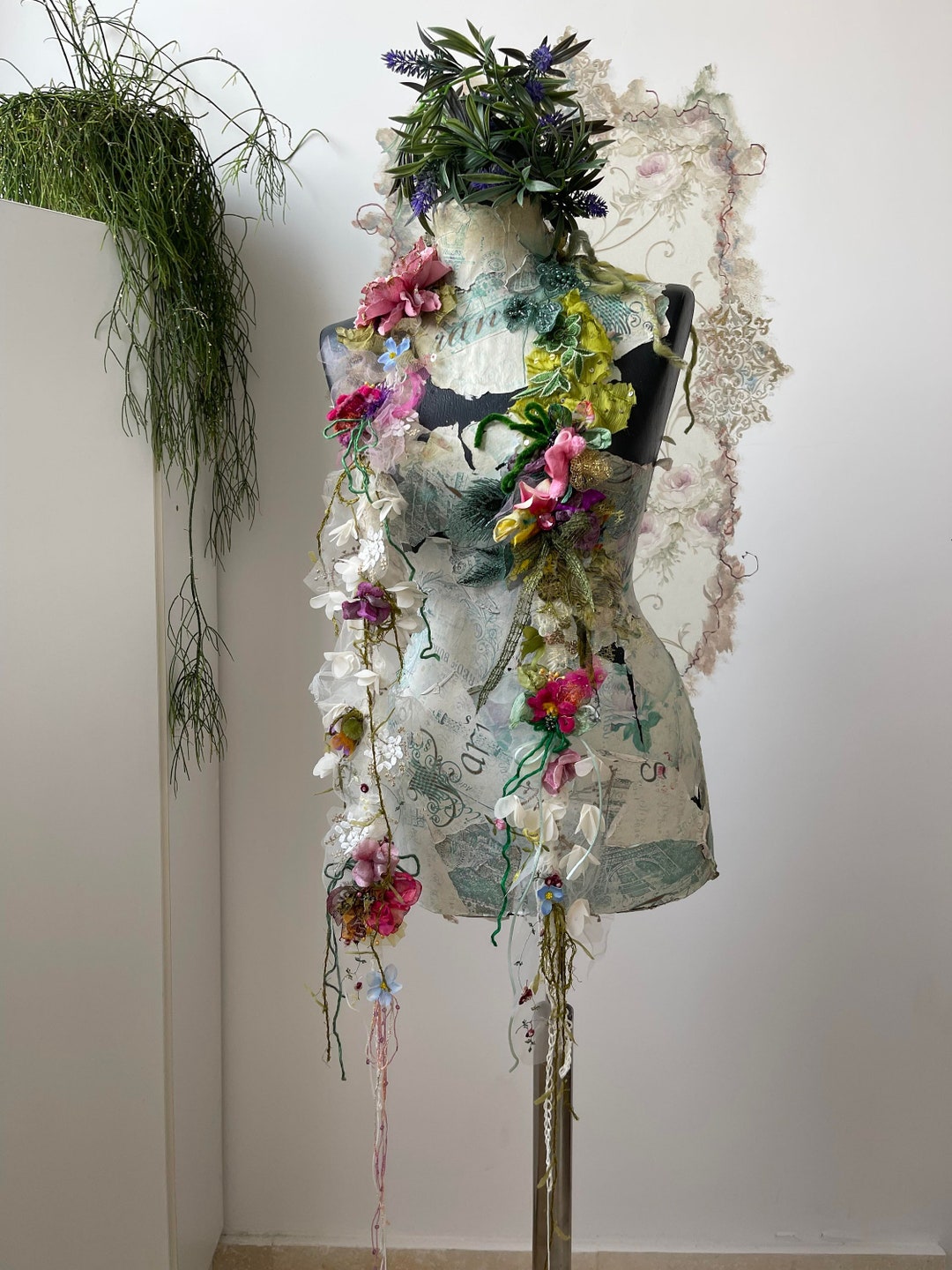 Scarf Bohemian Art to Wear Scarf Fairy Gypsy Embellished Scarf Mori ...