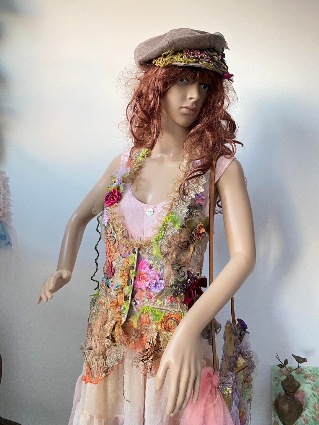 Bohemian Vest Embellished Restyled Vest Altered Couture Art to Wear ...