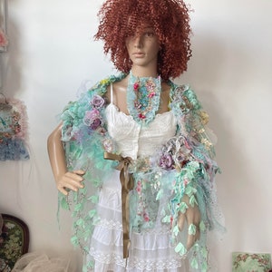 Bohemian Bib Necklace Jabot Ruffle Jabot Statement Bib Necklace Beaded ...