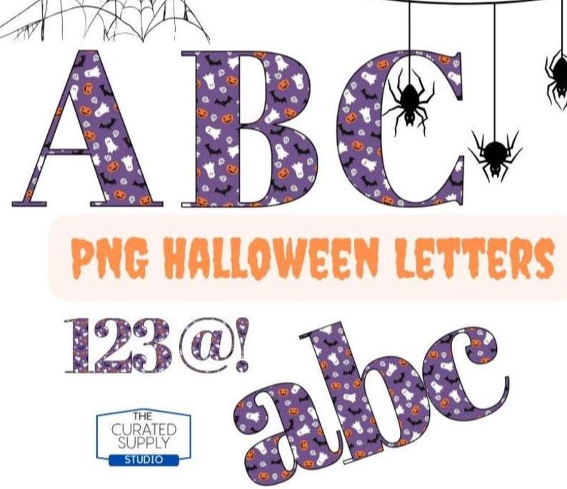 Halloween Graphic Letters, A-Z 0=9, Upper and Lower Case Alphabet ...