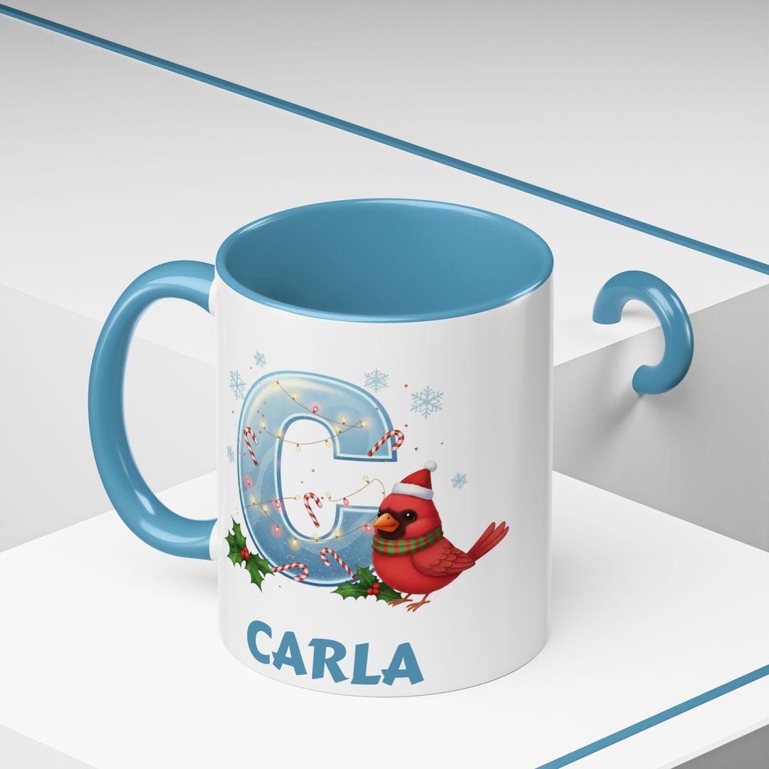 Cardinal Letter C With Name Accent Coffee Mug | Christmas Cardinal ...