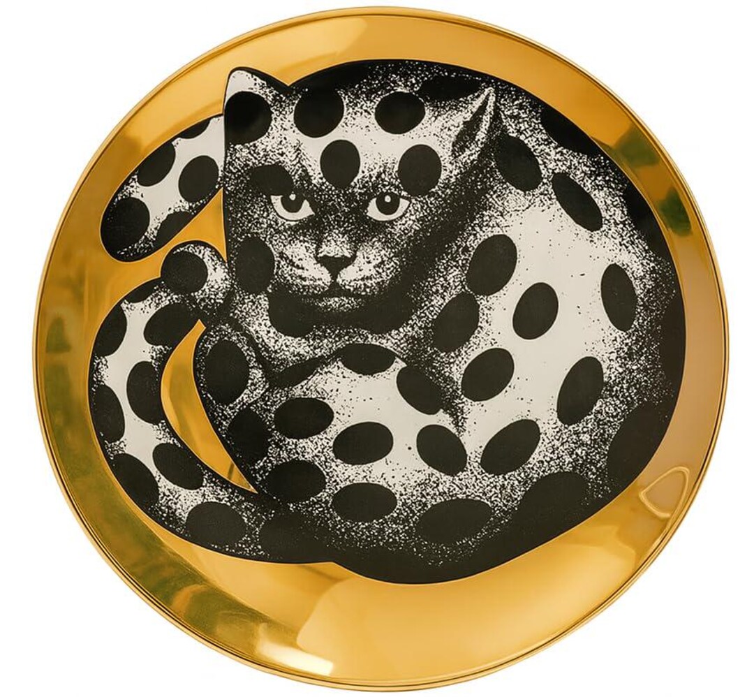 Black Panther 24K Gold Bone China Art Plate – 8" Surreal Decorative ...