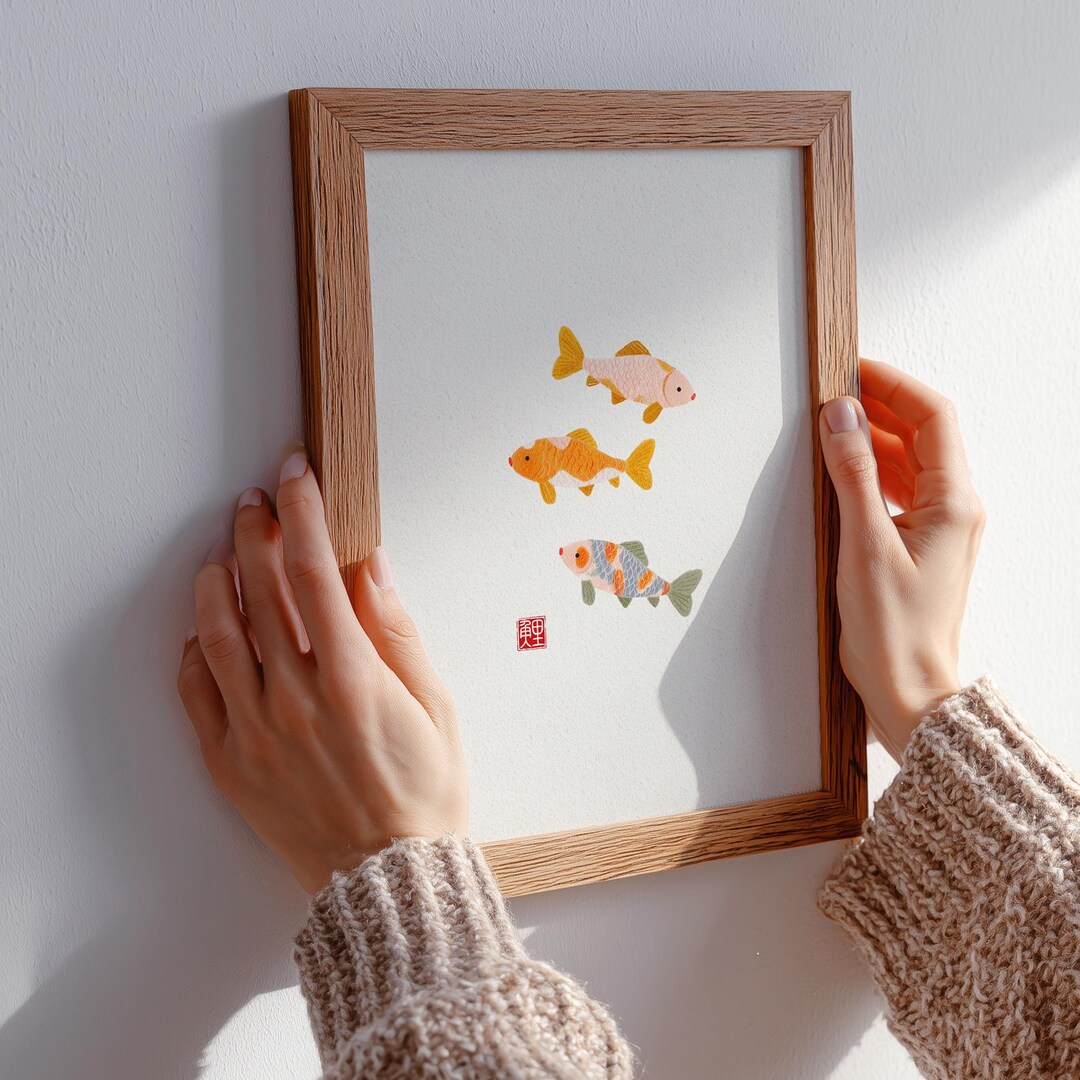 Japanese Goldfish Print, Koi Fish Wall Art, Japandi Poster, Wabi Sabi ...