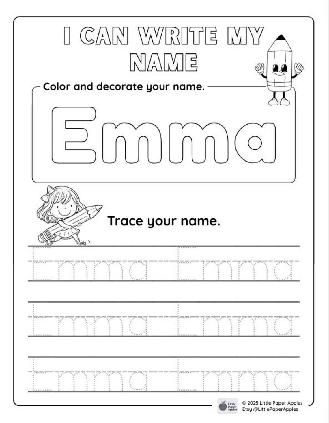 Personalized Name Tracing Worksheet: Preschool Writing Practice ...