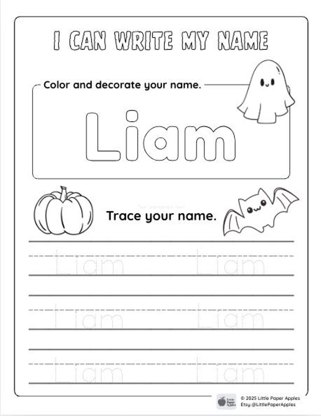 Halloween Name Tracing Worksheet: Personalized Printable for Preschool ...