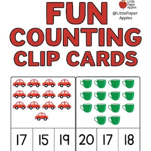 Counting Clip Cards 1-20: Preschool Math Printable (digital Download - Etsy