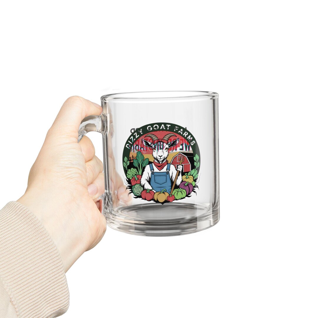 Clear Mission Glass Mug | Dizzy Goat Farms Charity Coffee Cup | 10oz ...