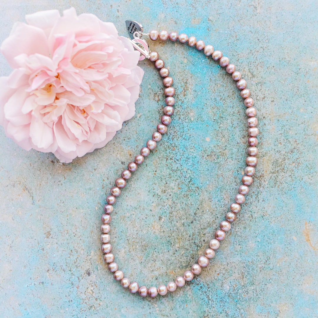Pink Pearl Necklace | Pink Fresh Water Pearls | Single String Pearls ...